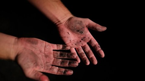 Dirty Human Hand Dark Soot Ash Stock Footage Video (100% Royalty-free ...