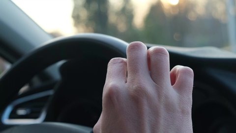 Driver Tapping His Fingers On Steering Stock Footage Video (100% ...