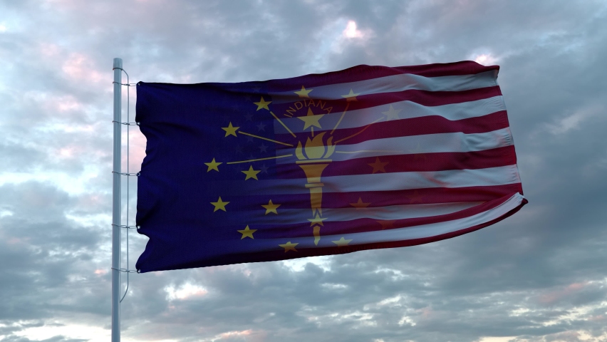 Usa Indiana Mixed Flag Waving Wind Stock Footage Video (100% Royalty ...