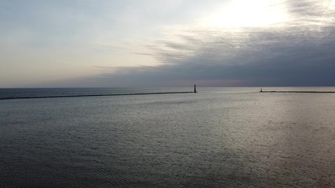 Aerial View Muskegon Pier West Michigan Stock Footage Video (100% ...