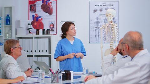 Medical Young Nurse Presenting Anatomy Human Stock Footage Video (100% ...