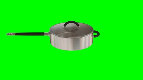 Animated Rotating Around Stainless Steel Skillet Stock Footage Video ...
