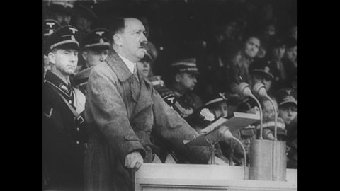 1930s Adolf Hitler Gives Speech Stadium Stock Footage Video (100% ...