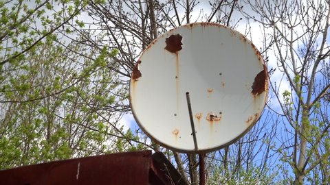 Large Rusty Satellite Dish On Roof Stock Footage Video (100% Royalty ...