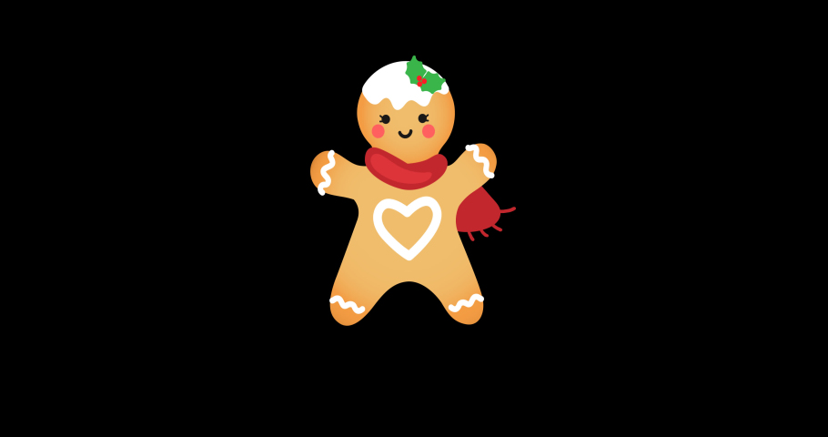 jumping christmas gingerbread man alpha channel Stock Footage Video ...