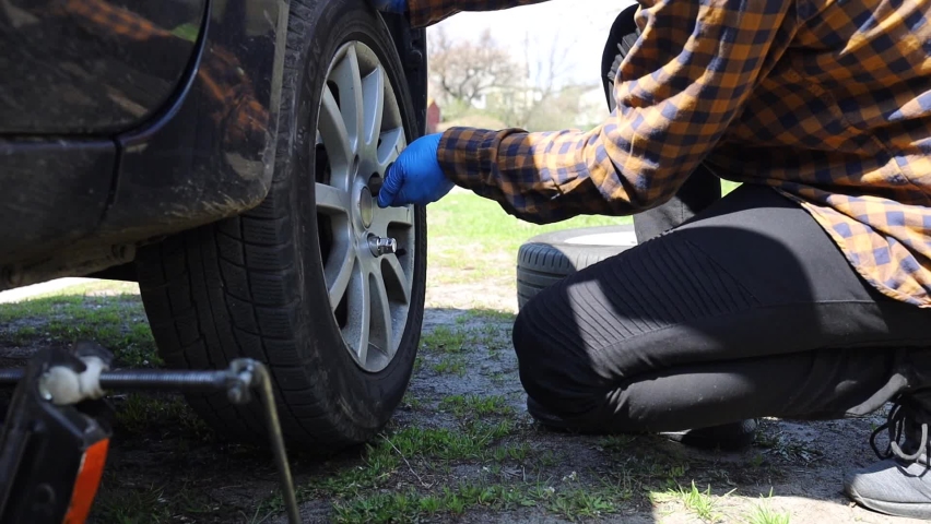 car mechanic using jack change car's Stock Footage Video (100% Royalty ...