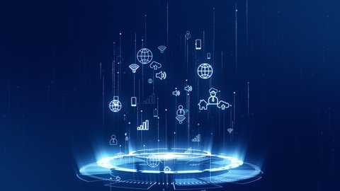 Motion Graphic Blue Technology Icon Connection Stock Footage Video (100 ...
