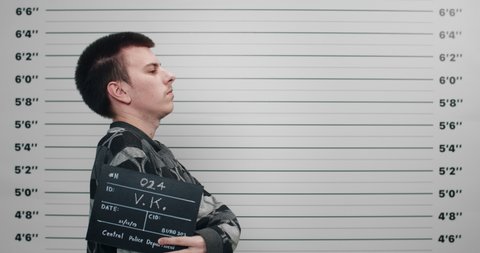 Side Profile Mugshot Male Arrested Turning Stock Footage Video (100% ...
