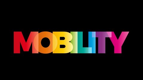 Word Mobility Animated Banner Text Colored Stock Footage Video (100% ...