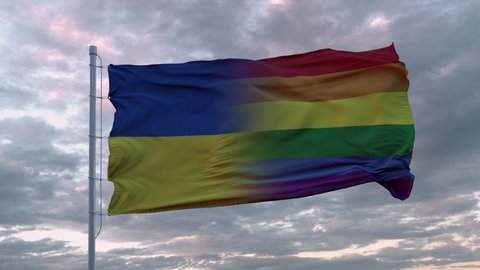 Waving Flag Ukraine Lgbt Rainbow Flag Stock Footage Video (100% Royalty ...