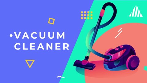 Vacuum Cleaner Animation On Colorful Background Stock Footage Video ...