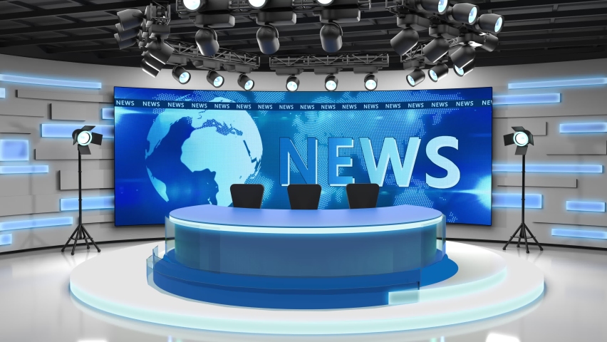 Tv Studio News Room Blye Red Stock Footage Video (100% Royalty-free ...