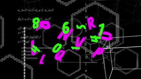 Animation Floating Letters Numbers Over Mathematical Stock Footage ...