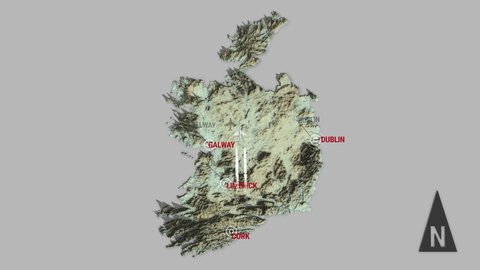Looping Animation 3d Terrain Map Ireland Stock Footage Video (100% ...