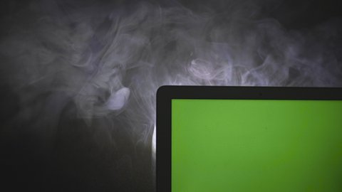Laptop Green Screen On Isolated Black Stock Footage Video (100% Royalty ...