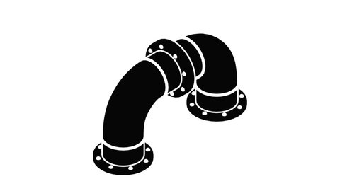 Curved Pipe Icon Animation Isometric Black Stock Footage Video (100% ...