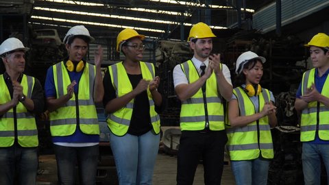 Group Happy Diversity Warehouse Worker Celebrate Stock Footage Video ...