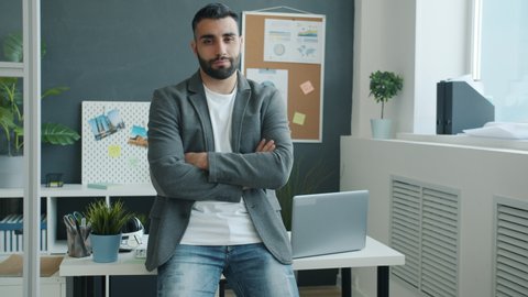 Slow Motion Portrait Goodlooking Office Worker Stock Footage Video (100 ...