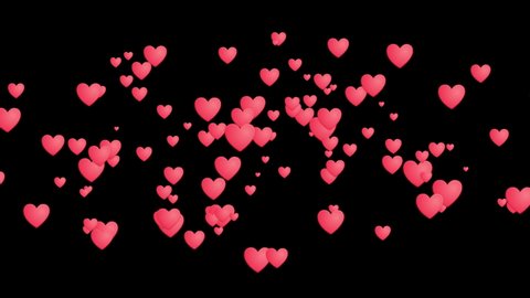 Lots Popping Hearts Black Background 6 Stock Footage Video (100% ...