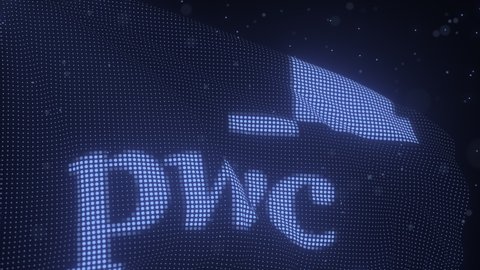 Pwc Logo On Waving Digital Flag Stock Footage Video (100% Royalty-free ...