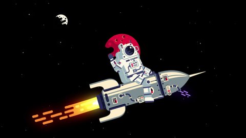 Space Cowboy Riding Rocket Astronaut On Stock Footage Video (100% ...
