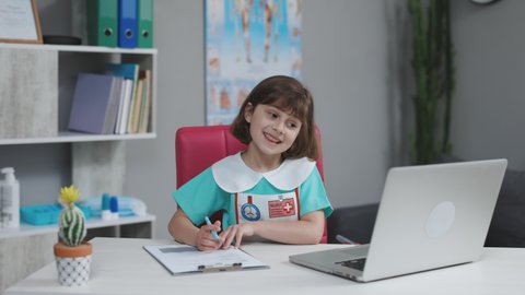 Happy Cute Small Kid Girl Vlogger Stock Footage Video (100% Royalty ...