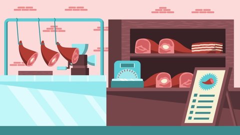 Butcher Shop Meat Store Animated Video Stock Footage Video (100% ...