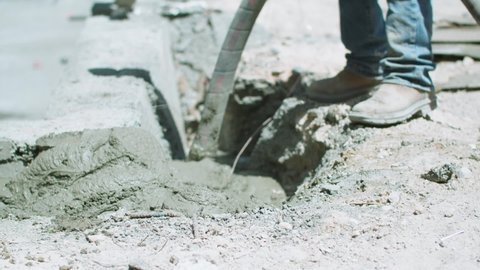 Construction Workers Dumping Concrete Cement On Stock Footage Video ...
