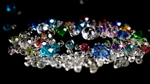 Falling Crystals On Black Background Slow Stock Footage Video (100% ...