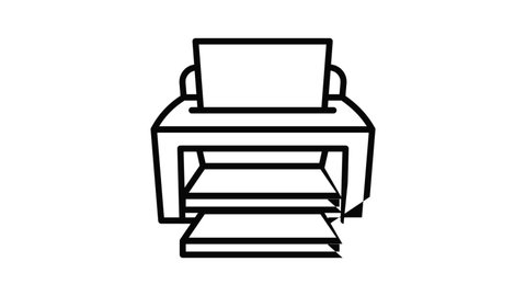 Ink Jet Printer Icon Animation Outline Stock Footage Video (100% ...