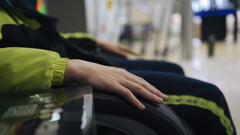 Guy Sitting Resting Chair Tapping His Stock Footage Video (100% Royalty ...