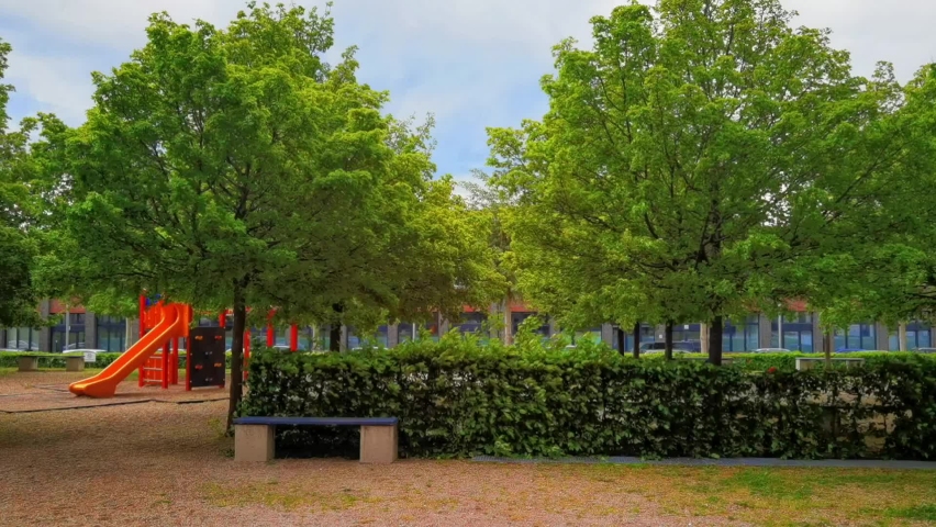 Outdoor Courtyard Park Benches Landscape Stock Video Footage - 4K and ...