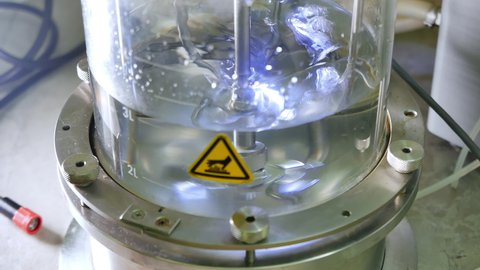 Liquid Bioreactor Glass Cylinder Mixing Liquid Stock Footage Video (100 ...