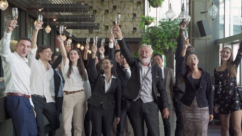 Executive Cheers Champagne All Company Employees Stock Footage Video ...