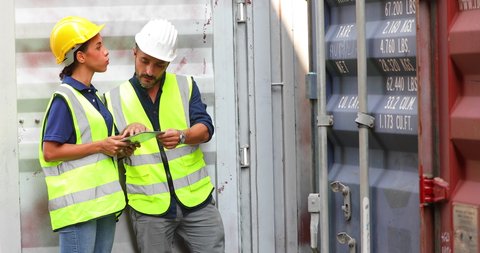 Officer Customs Department Inspects Cargo Container Stock Footage Video ...