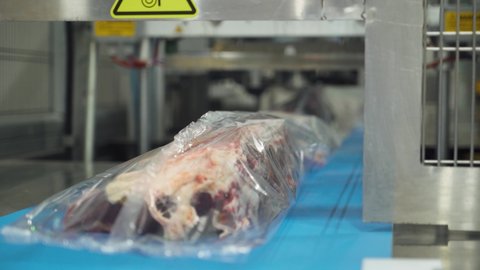 Meat Production Process Packaging Beef Meat Stock Footage Video (100% ...