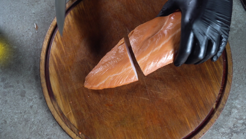 top view man's hand chef cutting Stock Footage Video (100% Royalty-free ...