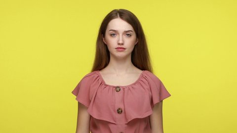 Scared Brown Haired Girl Dress Biting Stock Footage Video (100% Royalty ...