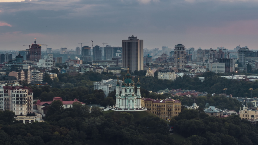 Establishing Aerial View Shot Kyiv Kiev Stock Footage Video (100% ...