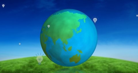Animation Light Bulbs Globe Spinning Over Stock Footage Video (100% ...