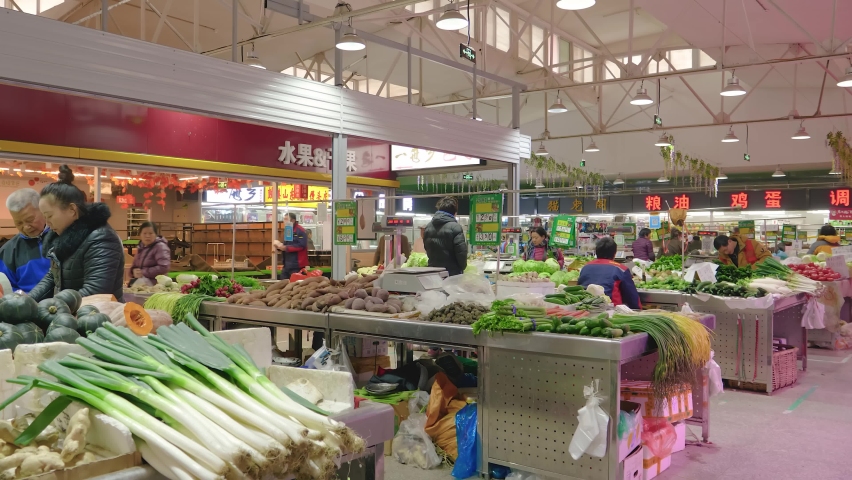 Ws Vegetable Market, Beijing, China Stock Footage Video (100% Royalty ...