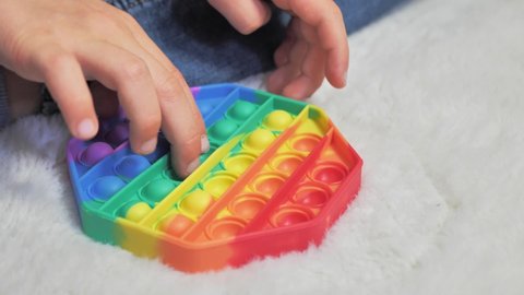 Holds Pink Pop Fidget Toy Close Stock Footage Video (100% Royalty-free ...