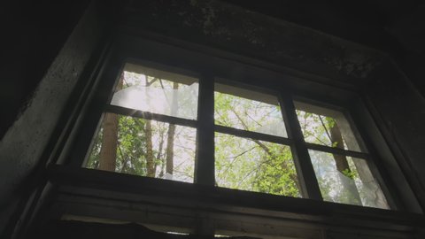 Sunlight Through Broken Glass Window Dark Stock Footage Video (100% ...