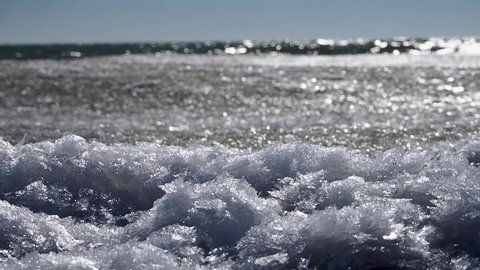 Ice Snow Float On Sea Waves Stock Footage Video (100% Royalty-free ...