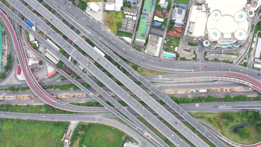 Aerial Top View Busy Freeway Rush Stock Footage Video (100% Royalty ...