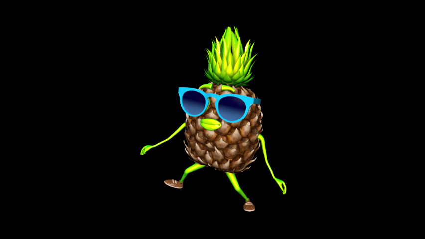 dance 3d pineapple cartoon loop on Stock Footage Video (100% Royalty ...