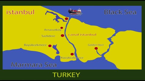 Canal Istanbul Project Vector Map Stock Footage Video (100% Royalty ...