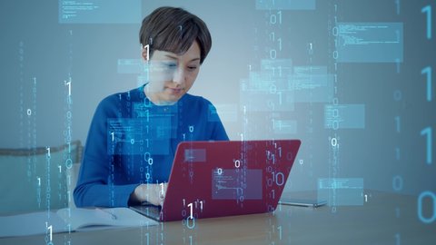 Digital Transformation Concept Binary Code Programming Stock Footage ...