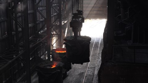 Iron Foundry Bucket Cast Iron Moves Stock Footage Video (100% Royalty ...