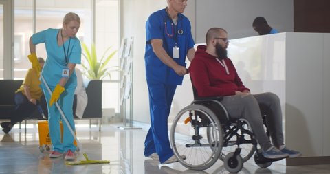 Young Female Nurse Cleaning Floor Hospital Stock Footage Video (100% ...
